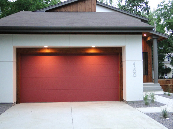Exterior with Red Garage Door - Contemporary - Garage - Minneapolis ...