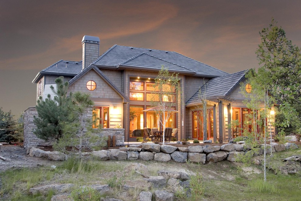Extrior of a lodge style home in Bend OR - Rustic - Exterior - Other ...