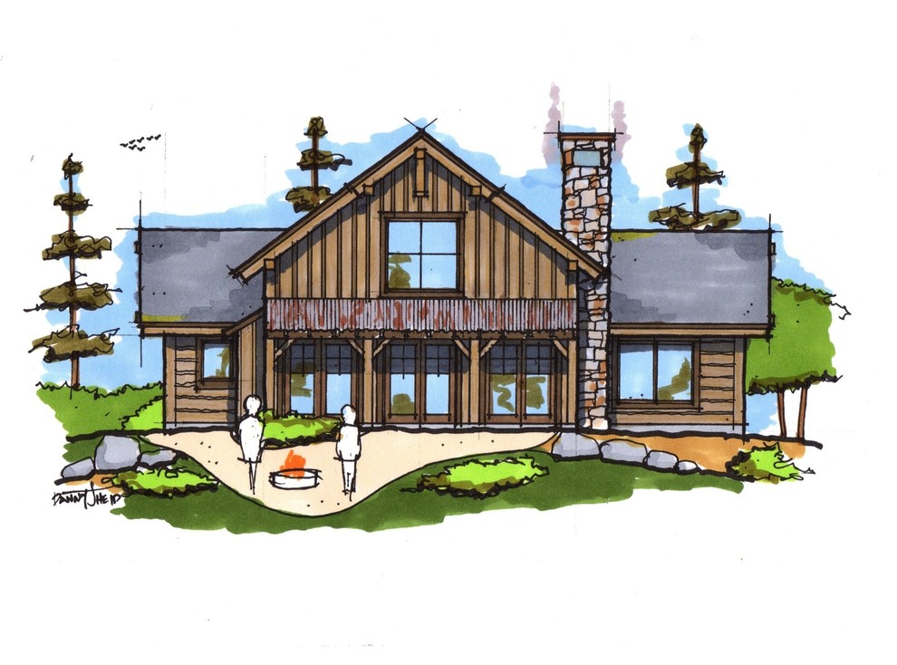 Family Retreat Elevation Sketch 1 - Rustic - Exterior - Minneapolis ...