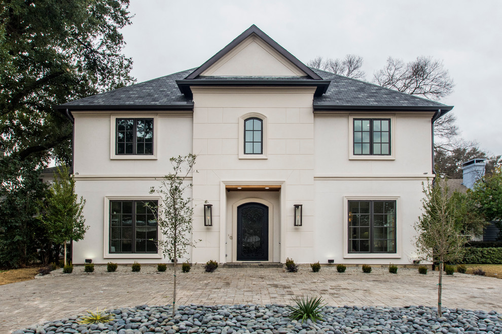 French Transitional Stucco Exteriors - Transitional - Exterior - Dallas ...