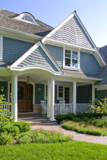 Front Elevation Gable within a Gable, Wood Brackets and Round Columns ...