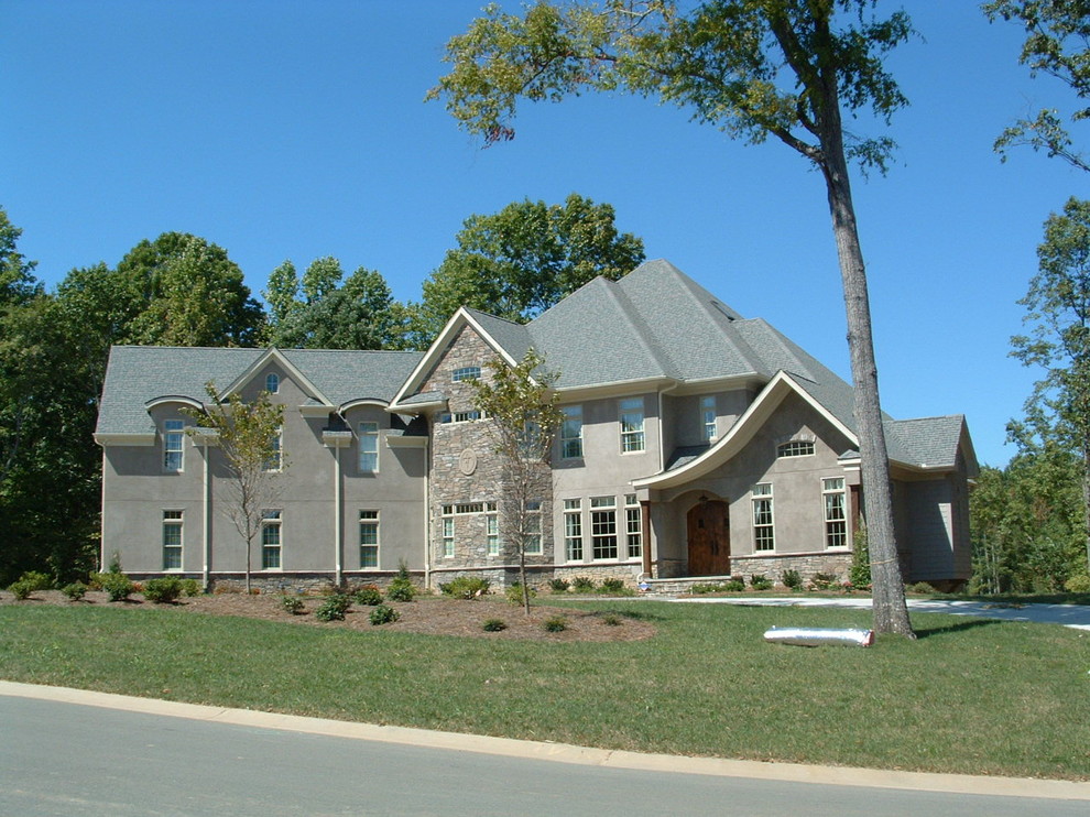 Front Elevation - Stone and Stucco - Transitional - Exterior ...