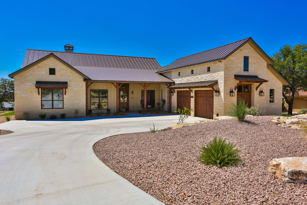 Front Exterior - Hill Country Stone Ranch Home - Traditional - Exterior ...