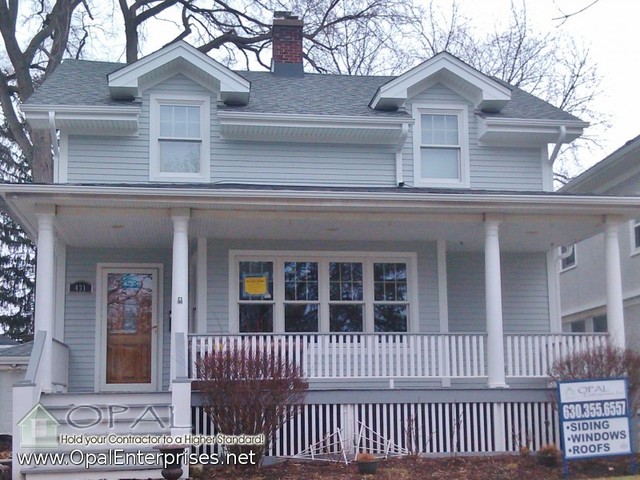 Front Porch with Andersen Windows, White Trim & Light Mist Hardie 4 ...