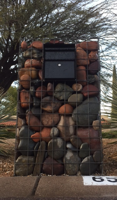 Gabion Mailbox with River Rock - Rustic - Exterior - Phoenix - by ...