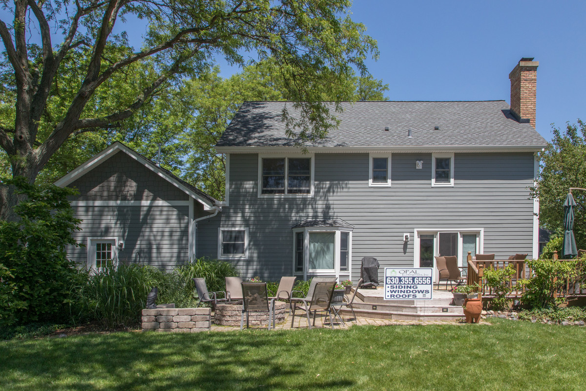 Gray Slate James Hardie siding installation in Naperville + New Roof ...