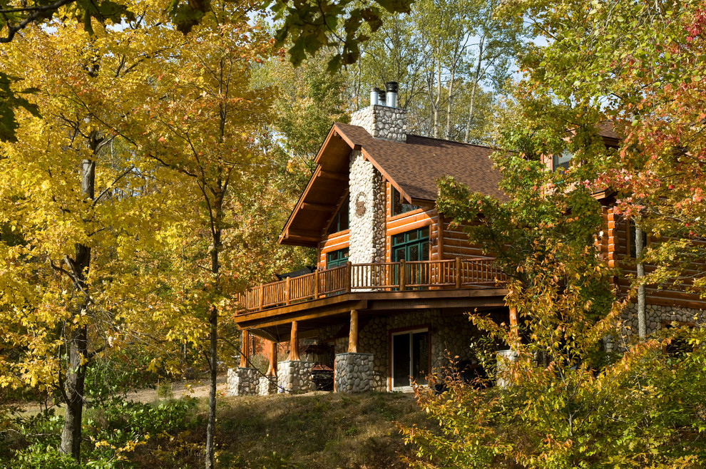 Half log siding with chinking spacers - Rustic - Exterior - Other - by ...