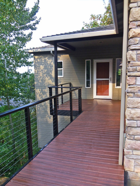 Happy Valley, OR: Shaped Black Aluminum Railing - Transitional - House ...