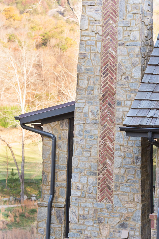 Herringbone Brick and Stone Chimney - Rustic - Exterior - Other - by ...
