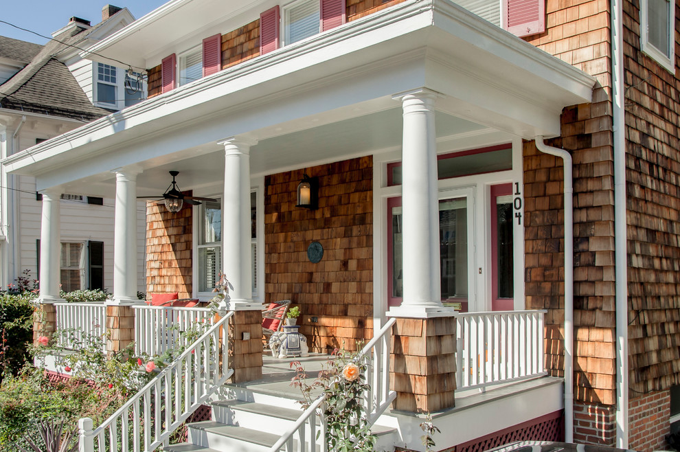Historic Four Square Renovation Front Porch - Craftsman - Exterior ...
