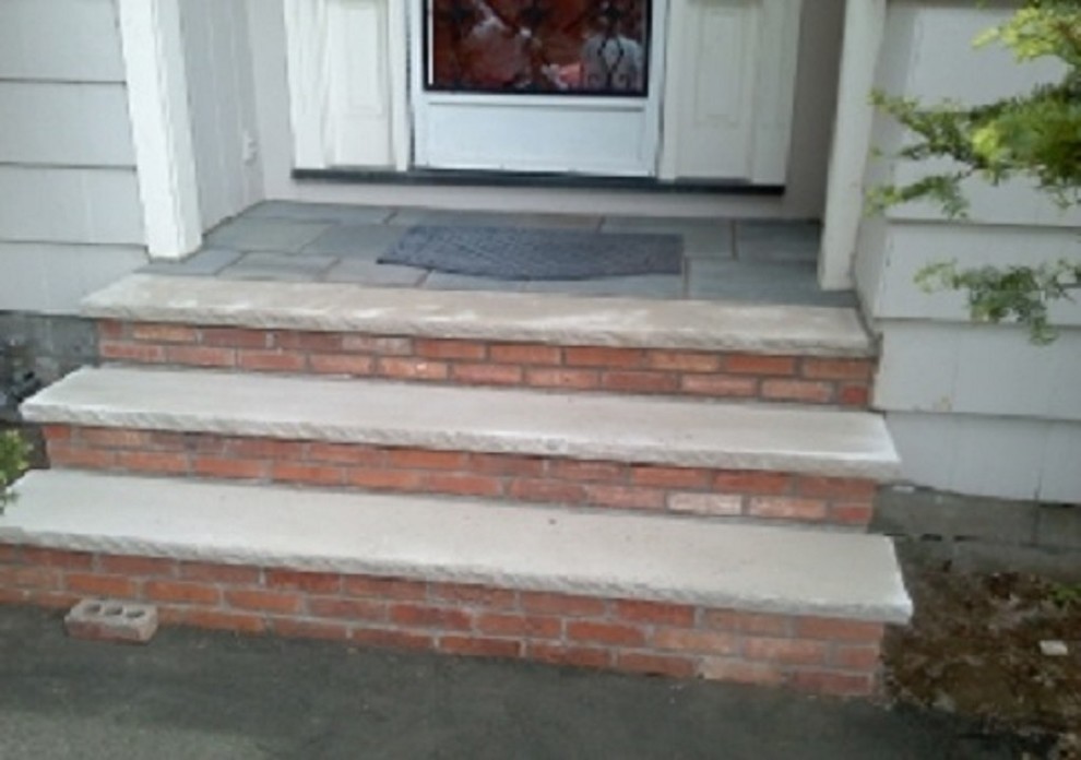 Installation of New Front Landing and Lime Stone Steps - Craftsman ...