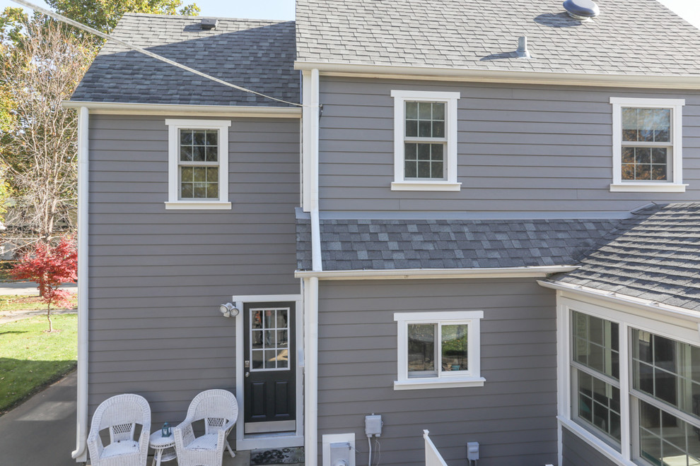 James Hardie Pewter Gray + Beechworth Windows + Stone - Rustic - House ...