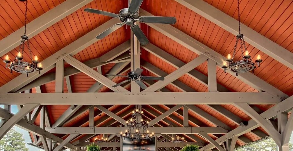 King and Queen Post Timber Frame Trusses - Traditional - Exterior ...