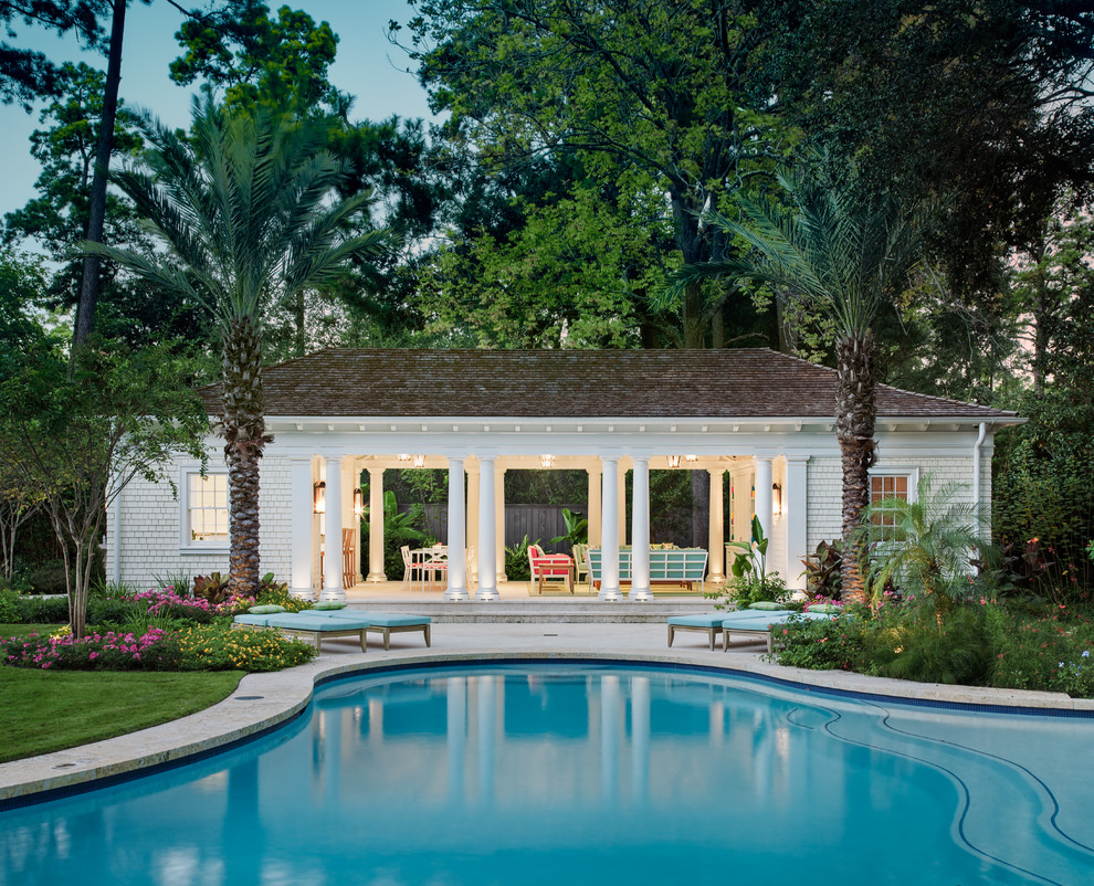 Kuhlman Pool House - Night - Transitional - Exterior - Houston - by ...