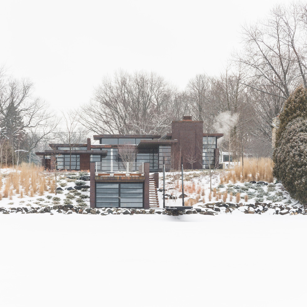 Lac La Belle - Modern Brick Lake Home with Dock and Boathouse - Modern ...