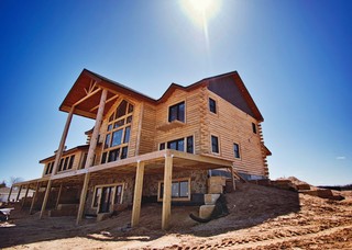 Lakeshore Log Home - Rustic - Exterior - Milwaukee - by DW3 ...
