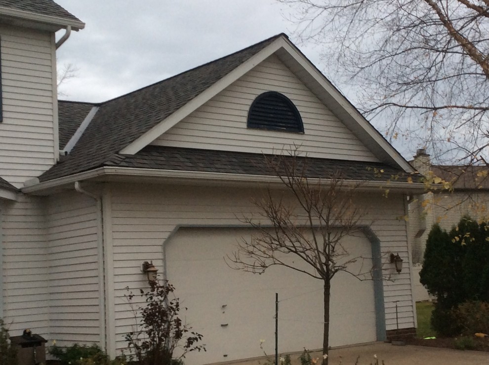 Landmark TL HD colonial slate. Siding removed from dormers and chimney ...