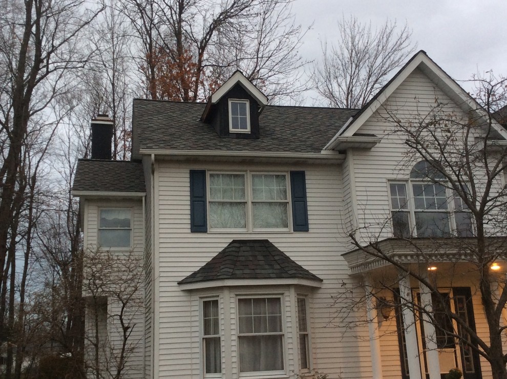 Landmark TL HD colonial slate. Siding removed from dormers and chimney ...