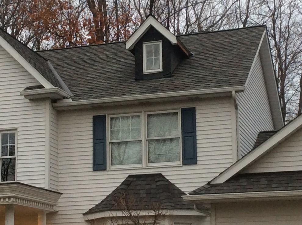 Landmark TL HD colonial slate. Siding removed from dormers and chimney ...