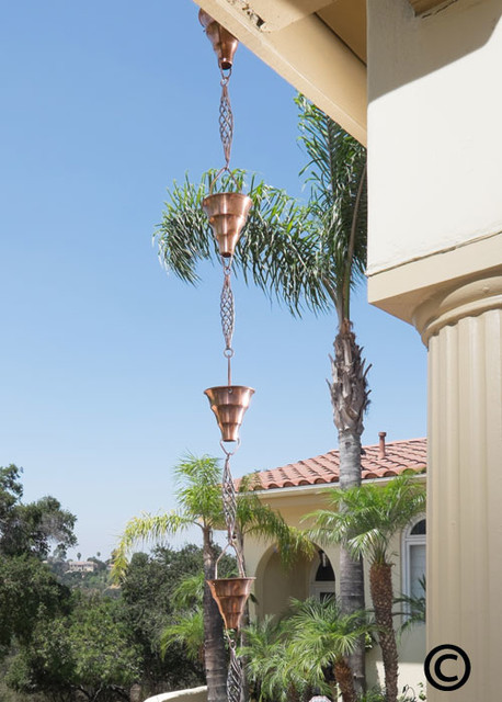 Large Cup Copper Rain Chains - Modern - House Exterior - Los Angeles ...