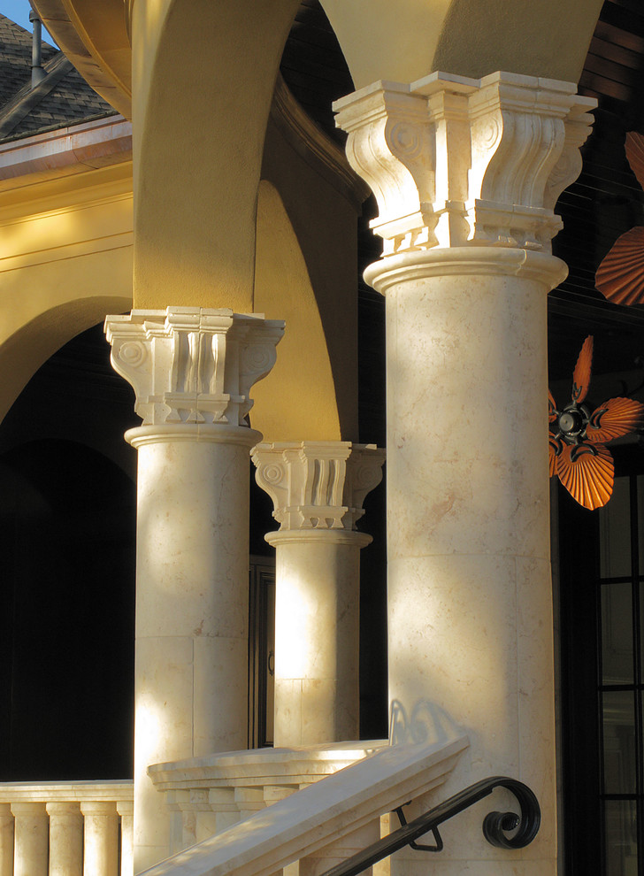 Limestone Columns with Custom Capitals - Mediterranean - House Exterior ...