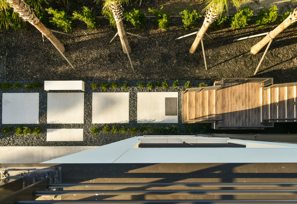 Linear Stair with Large Concrete Pavers - Contemporary - Exterior ...