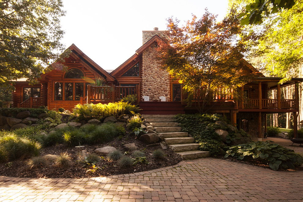 Log Home Landscaping - Rustic - Exterior - Detroit - by Kitty & Company ...