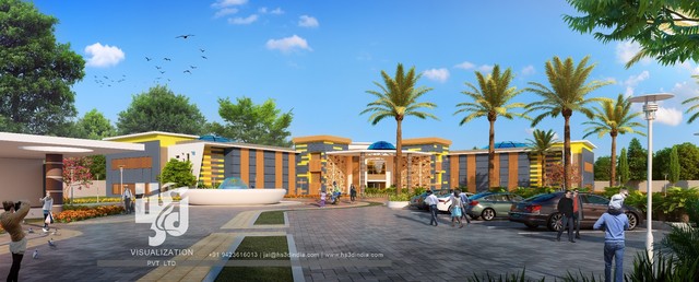 Luxurious 3d School Building With Warm Colors, Photo Realistic 3d ...