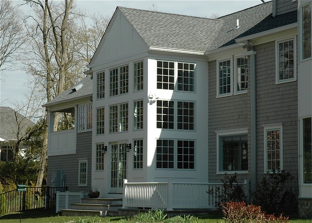 Maibec Siding with Azek Trim Back of House - Transitional - Exterior ...