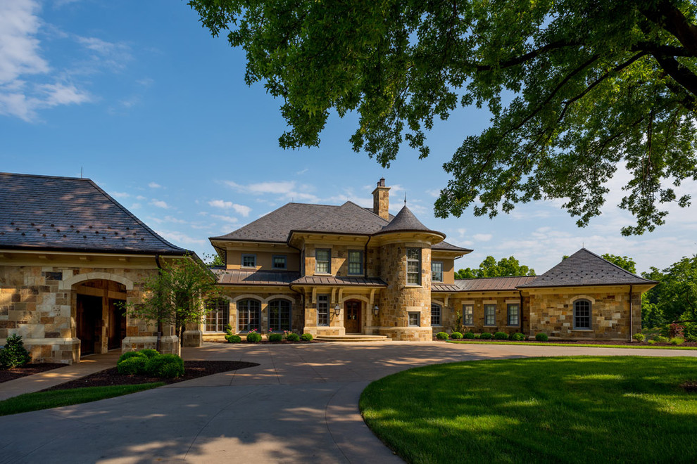 Majestic Stone Manor Fit for a Family - Traditional - Exterior - by ...