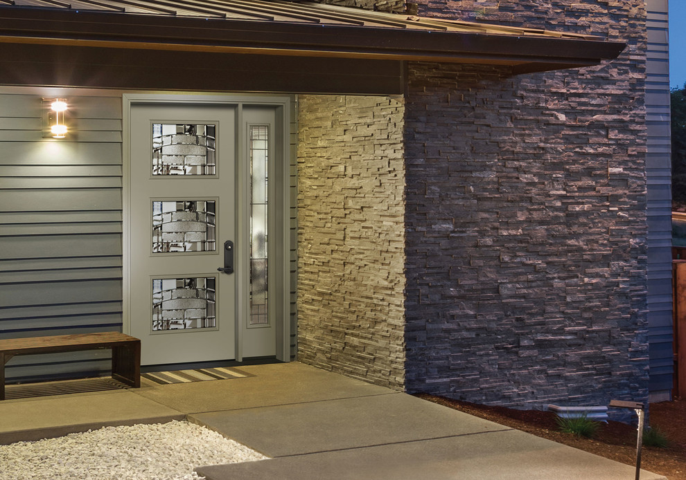 Masonite HD 3 Lite Equal Exterior Steel Door with Element Glass ...