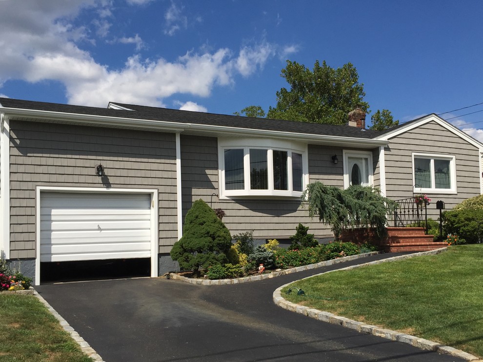 Massapequa Siding - Storm Shakes with Bow Window and Black Roof - Traditional - Exterior - New ...