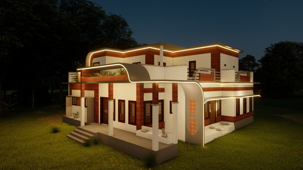 Merging Parapet, walls and Overhangs - Tropical - Exterior - Chennai ...
