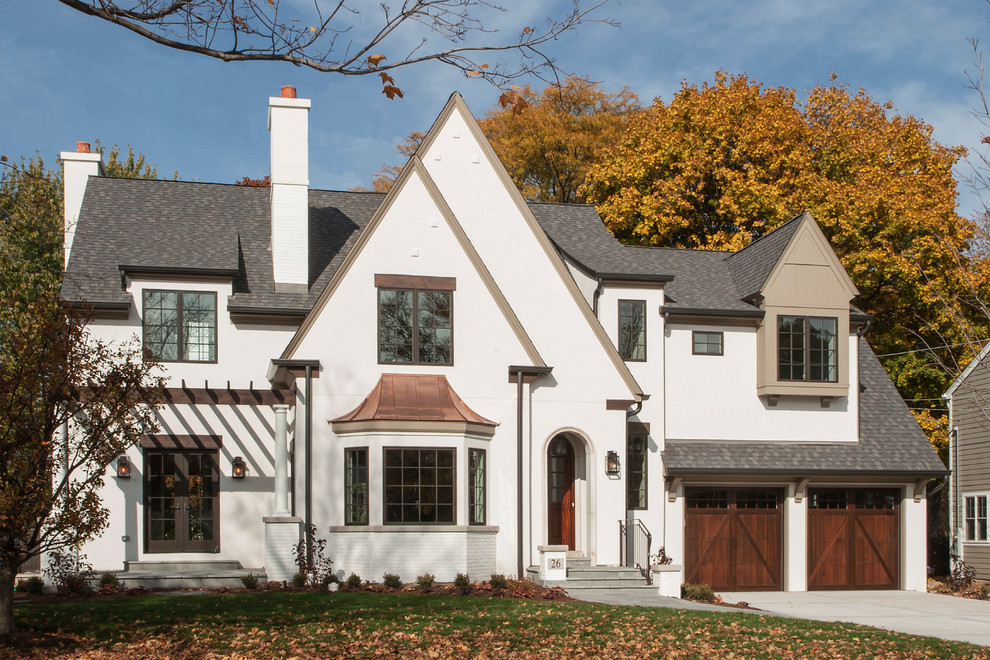 Modern French with Pergola, Stucco Stone Exterior - Traditional ...