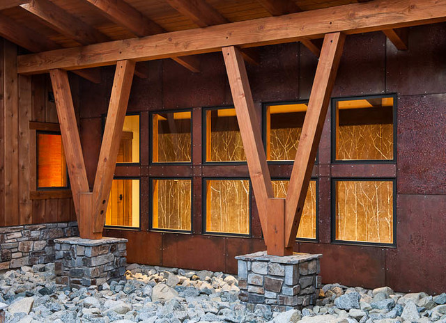 Modern Mountain Timber Frame Home: The Suncadia Residence - Exterior ...