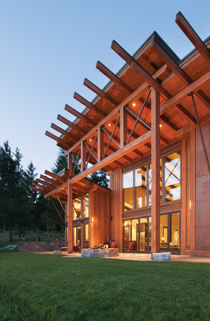 Modern Mountain Timber Frame Home: The Suncadia Residence - Patio ...