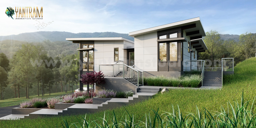 Modern Weekend House Side View of 3d exterior rendering services by ...