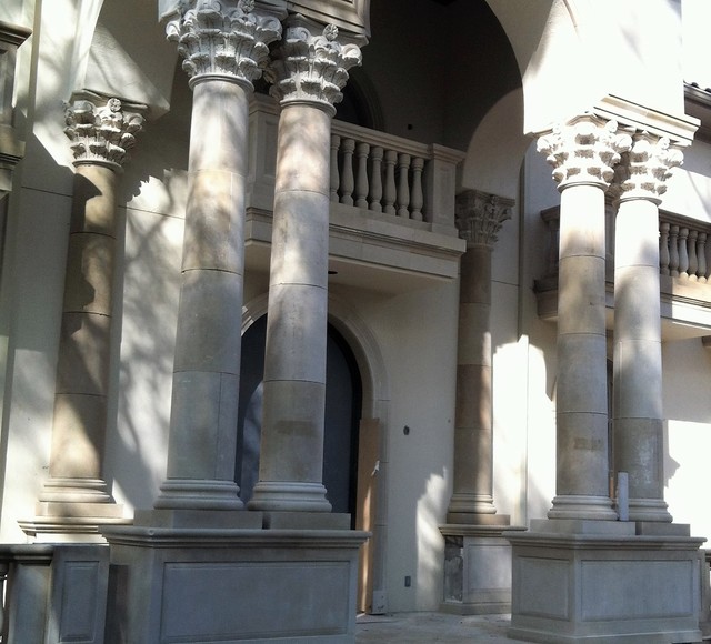 Natural Stone Cantera Columns - Mediterranean - House Exterior ...