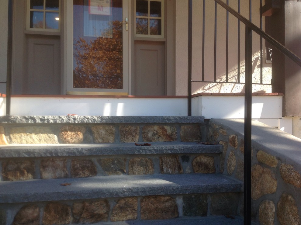 Natural Stone Front Entry: Retaining Wall & Steps - Traditional - House ...