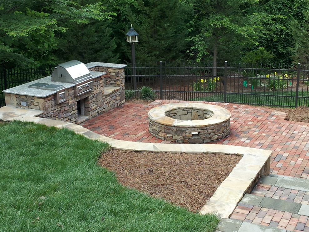 Natural Stone Outdoor Grill & Natural Stone Fire Pit - Traditional ...