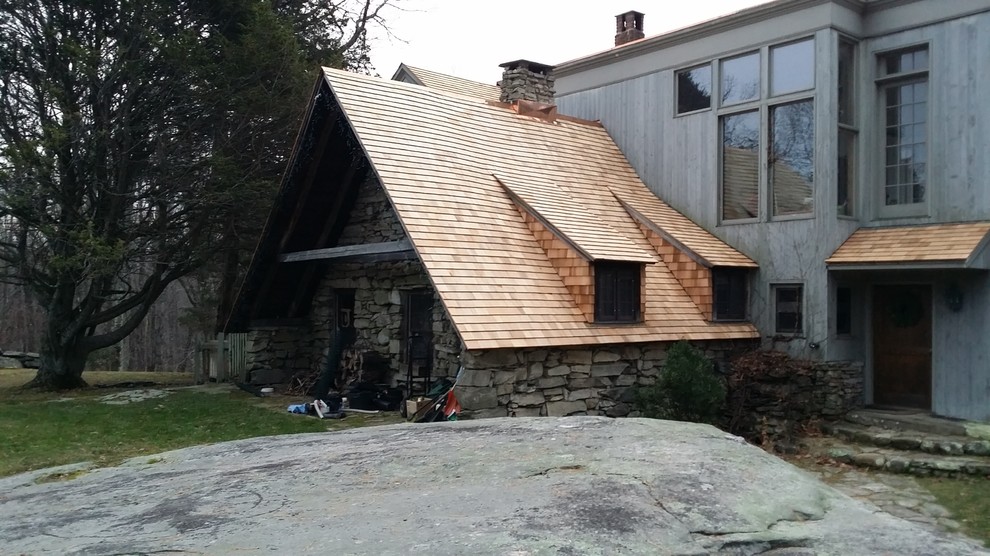 New Cedar Roof on 1600's farmhouse - Country - House Exterior - New ...