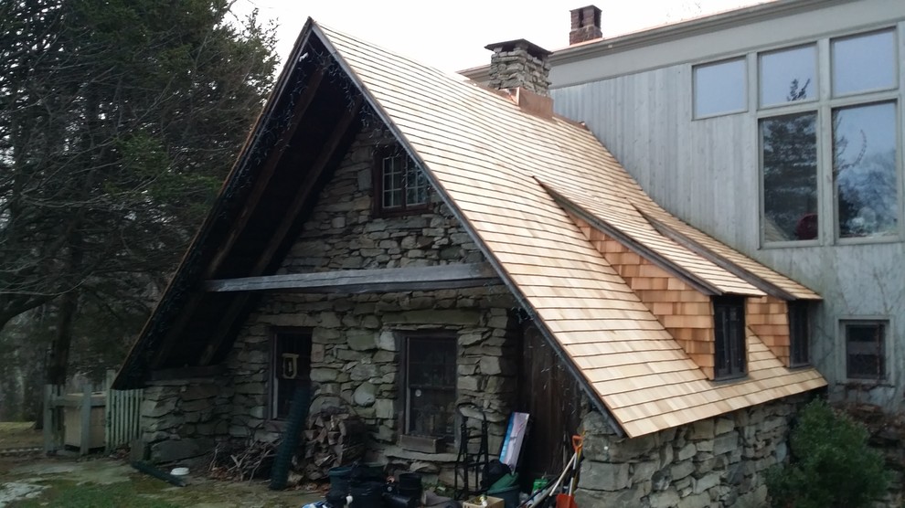 New Cedar Roof on 1600's farmhouse - Country - House Exterior - New ...