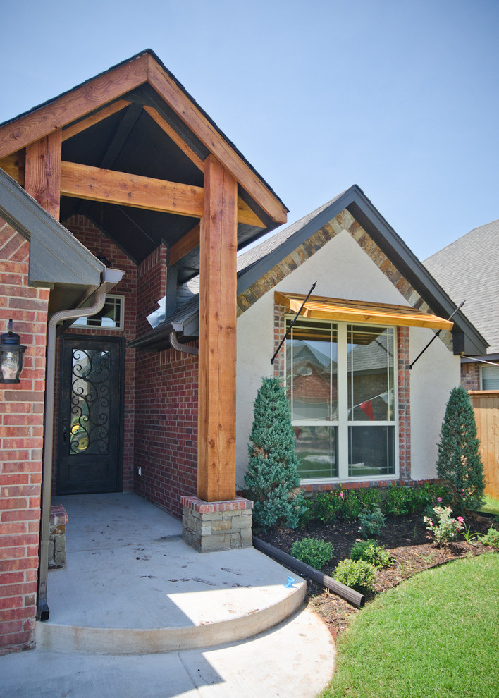 New Home with Wood and Brick Combination - Transitional - Exterior ...