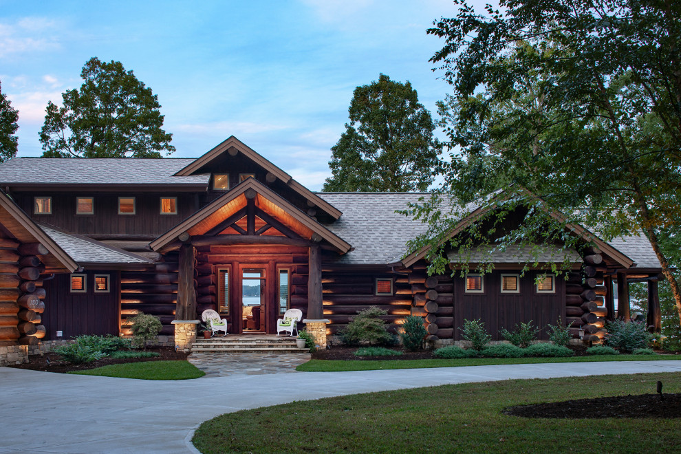 North Carolina Handcrafted Log Home - Lake Gaston Residence - Rustic ...