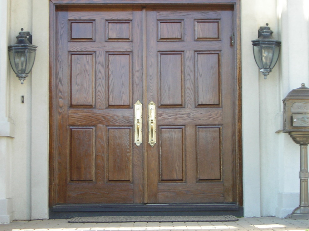 Oak Wood Double Front Doors Refinished in Ventnor City, NJ ...