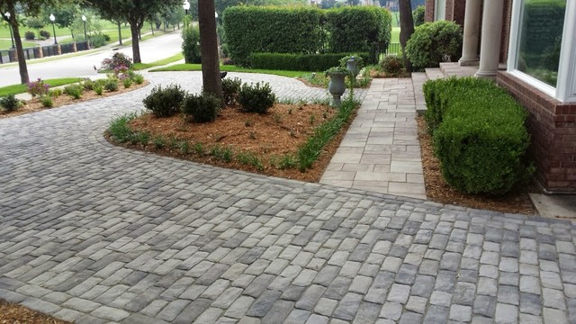 Old World Pavers for Driveway - Midcentury - House Exterior - Dallas ...