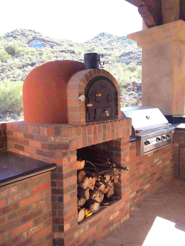 Outdoor kitchen with wood fired oven - Traditional - Exterior - New ...