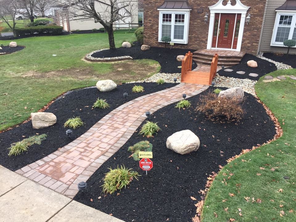 Paver walkway with bridge (Sokolowski) - Traditional - Landscape ...