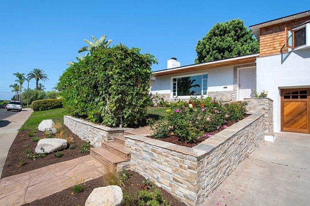 Stacked Stone Retaining Wall in Point Loma Exterior Renovation ...