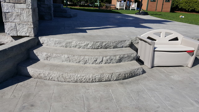 Pool deck with retaining walls & cantilever coping. - Exterior - Ottawa ...